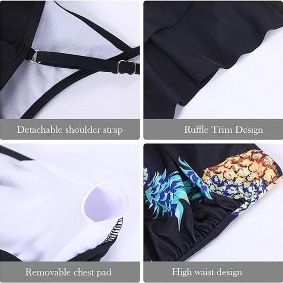 Adisputent | Swim | Womens Tankini Swimsuits Ruffled Tank Top Tummy ...